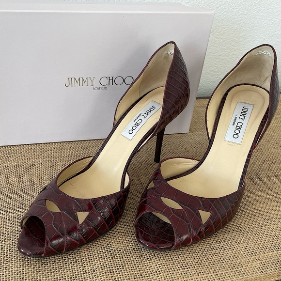 Jimmy Choo | Shoes | Jimmy Choo Burgundy Croc Stiletto Heels | Poshmark